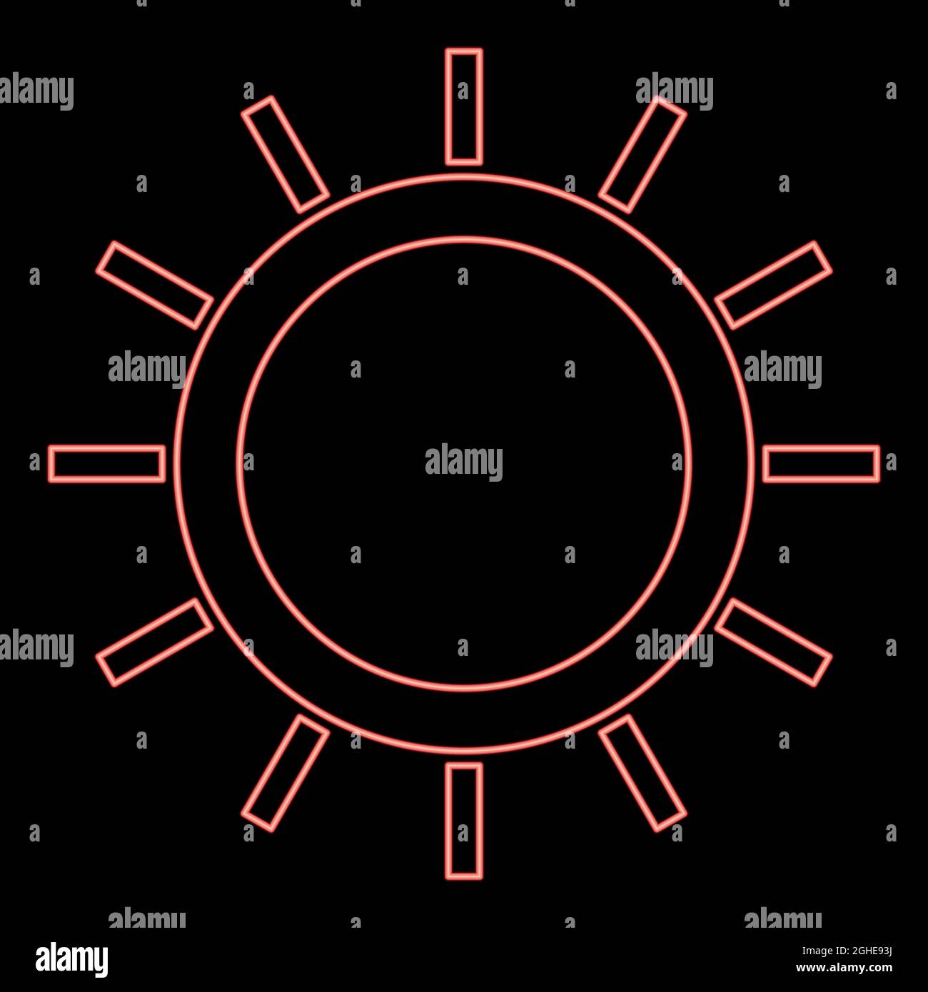 Neon sun red color vector illustration flat style light image Stock ...