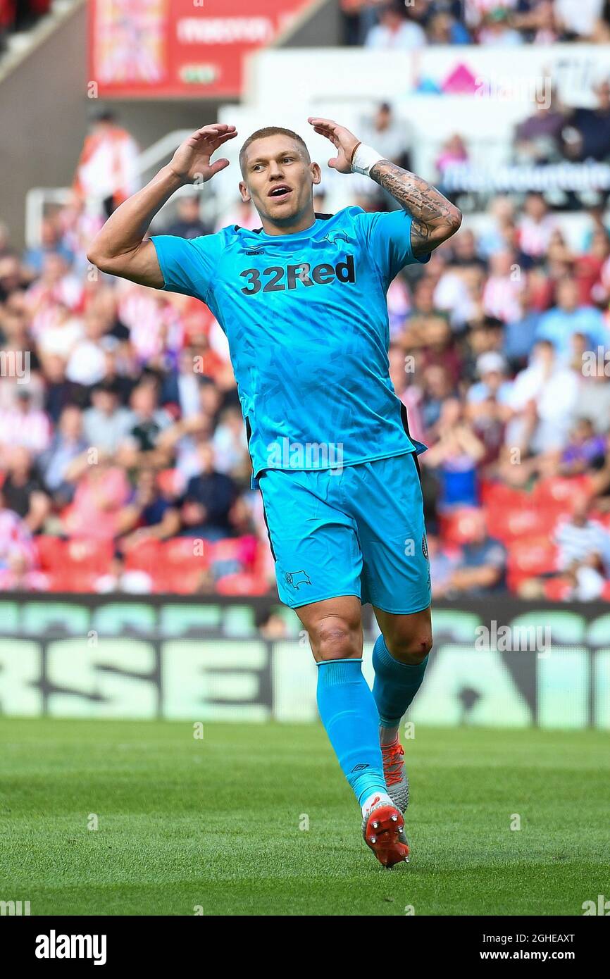 Martyn Waghorn of Derby County reacts during the Sky Bet Championship ...