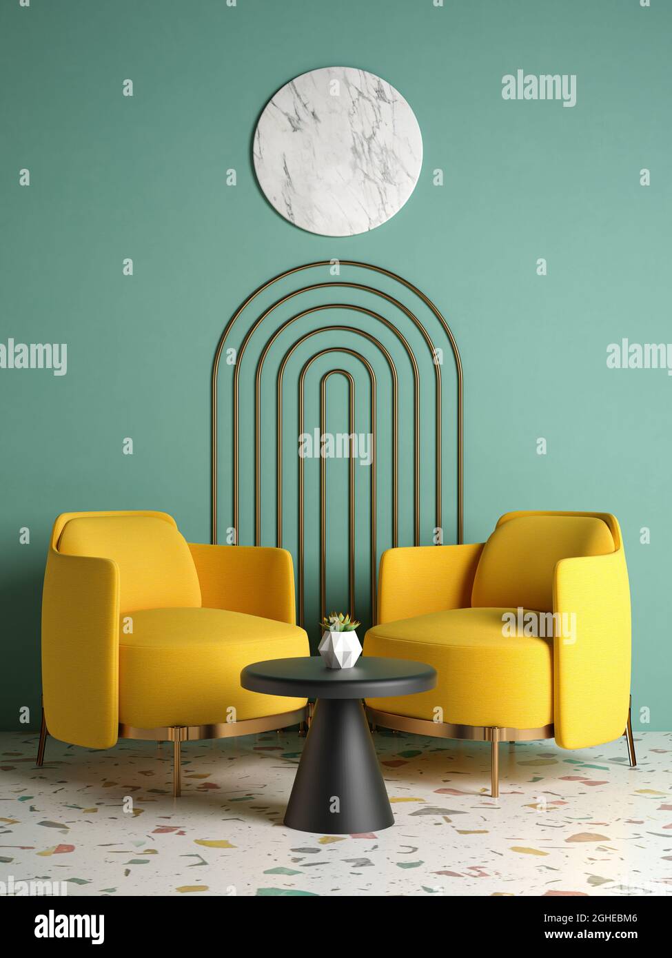 Memphis style conceptual interior room 3 d illustration Stock Photo - Alamy