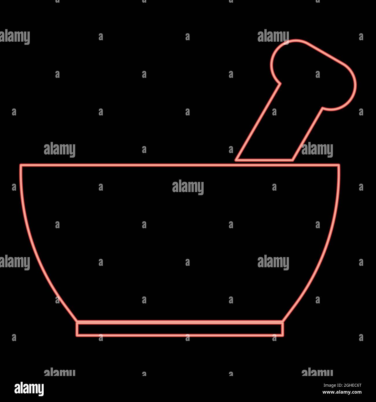 Neon mortar and pestle red color vector illustration flat style light ...