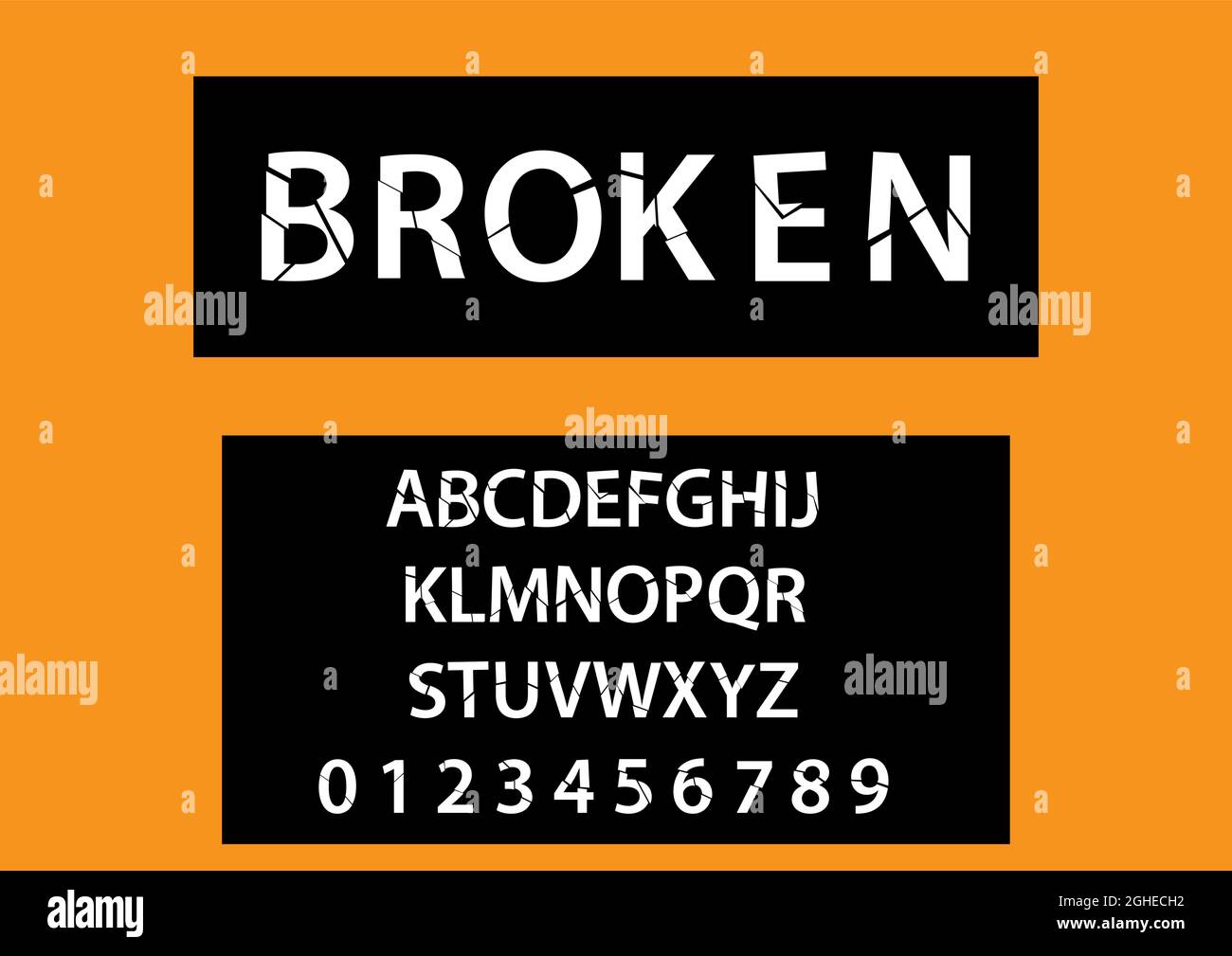 Vector of modern broken font and alphabet Stock Vector Image & Art - Alamy
