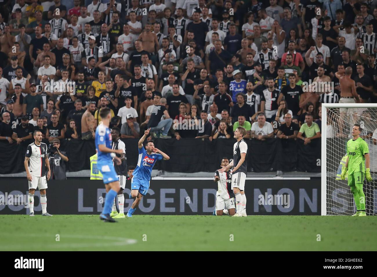 Hirving Lozano of Napoli celebrates after scoring to reduce the arrears ...