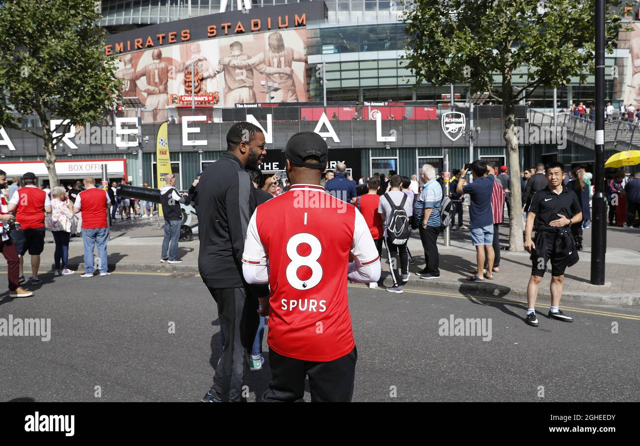 Arsenal fans outside the stadium during the Premier League match at the ...