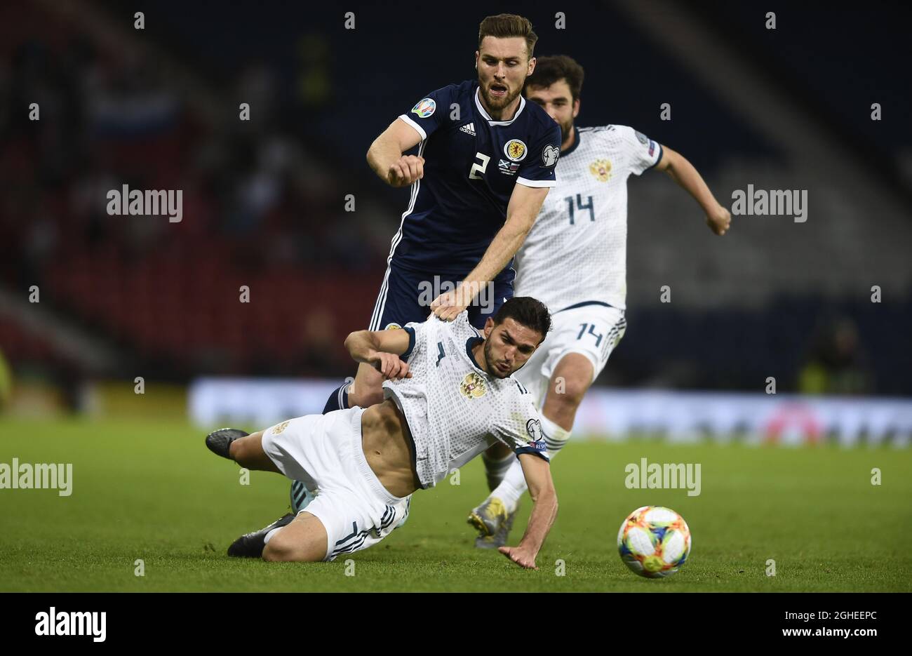 Stephen O'Donnell of Scotland and Magomed Ozdoev of Russia during the ...