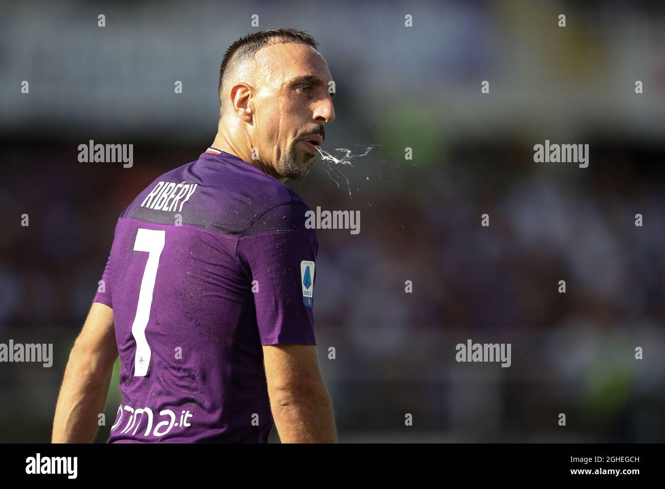 Franck Ribery of ACF Fiorentina spits during the Serie A match at ...