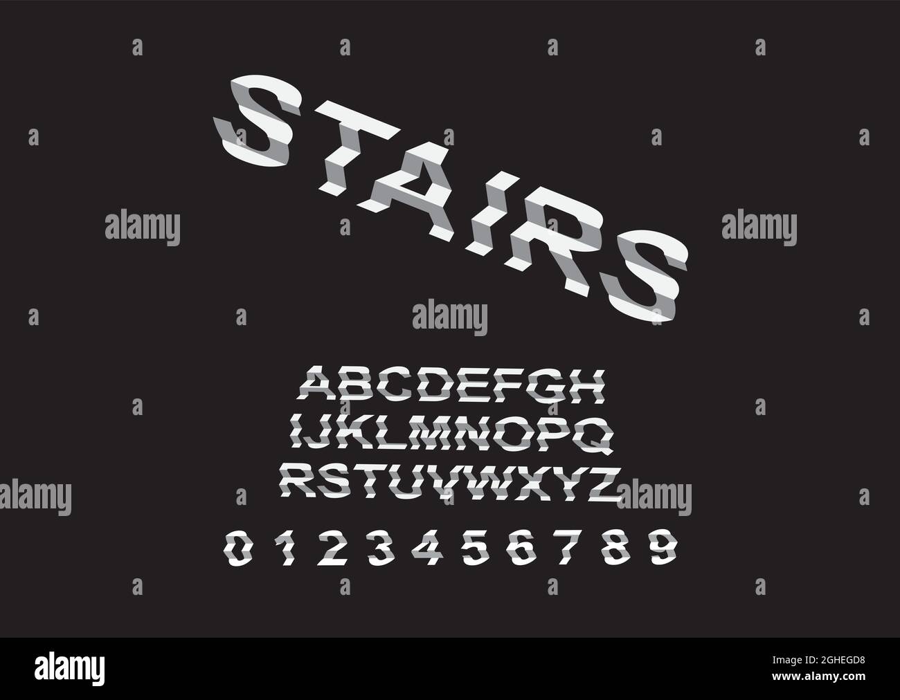 Vector of modern unusual interesting font and alphabet stairs Stock ...