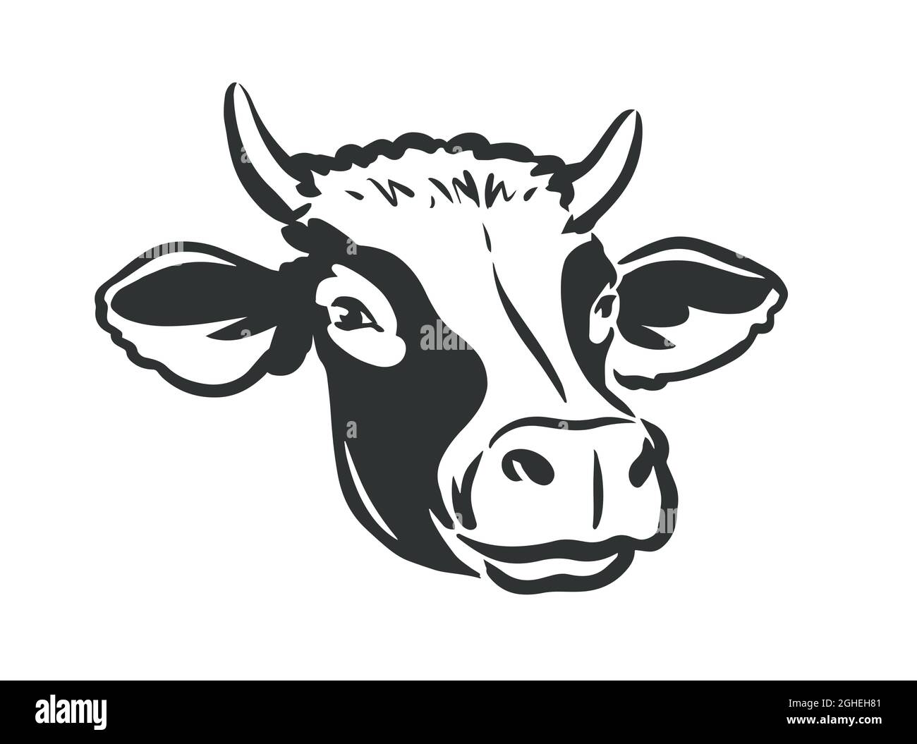 Cow head logo. Dairy farm, fresh milk, beef symbol. Farm animal ...