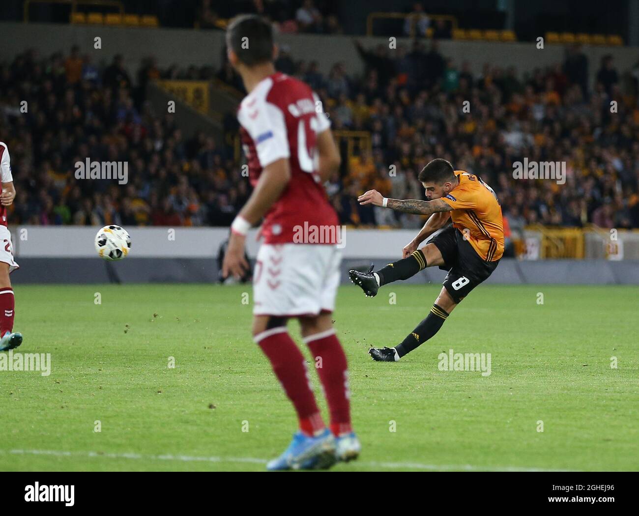 Ruben Neves of Wolverhampton Wanderers has a shot which was saved ...
