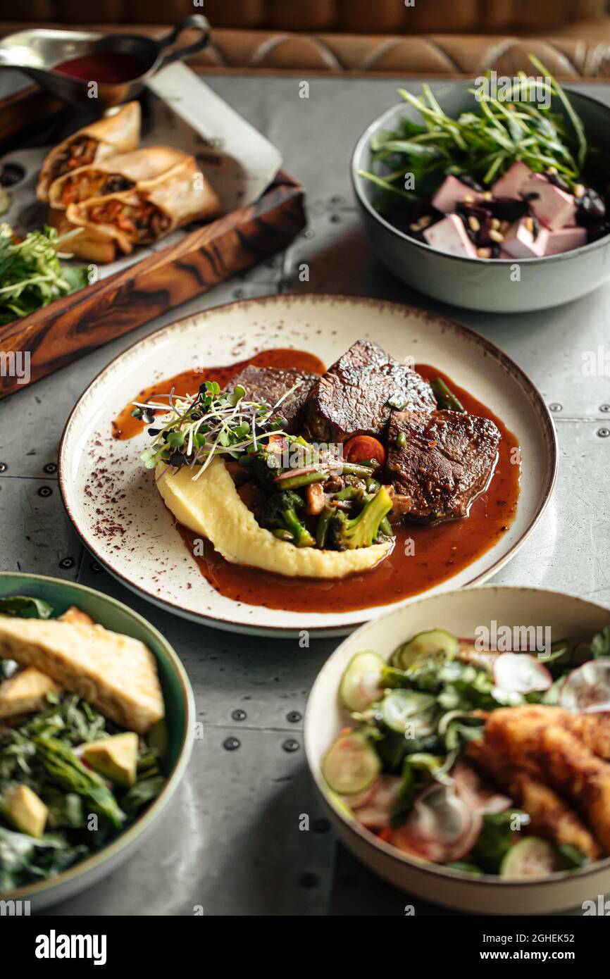 Top view different dishes hi-res stock photography and images - Alamy