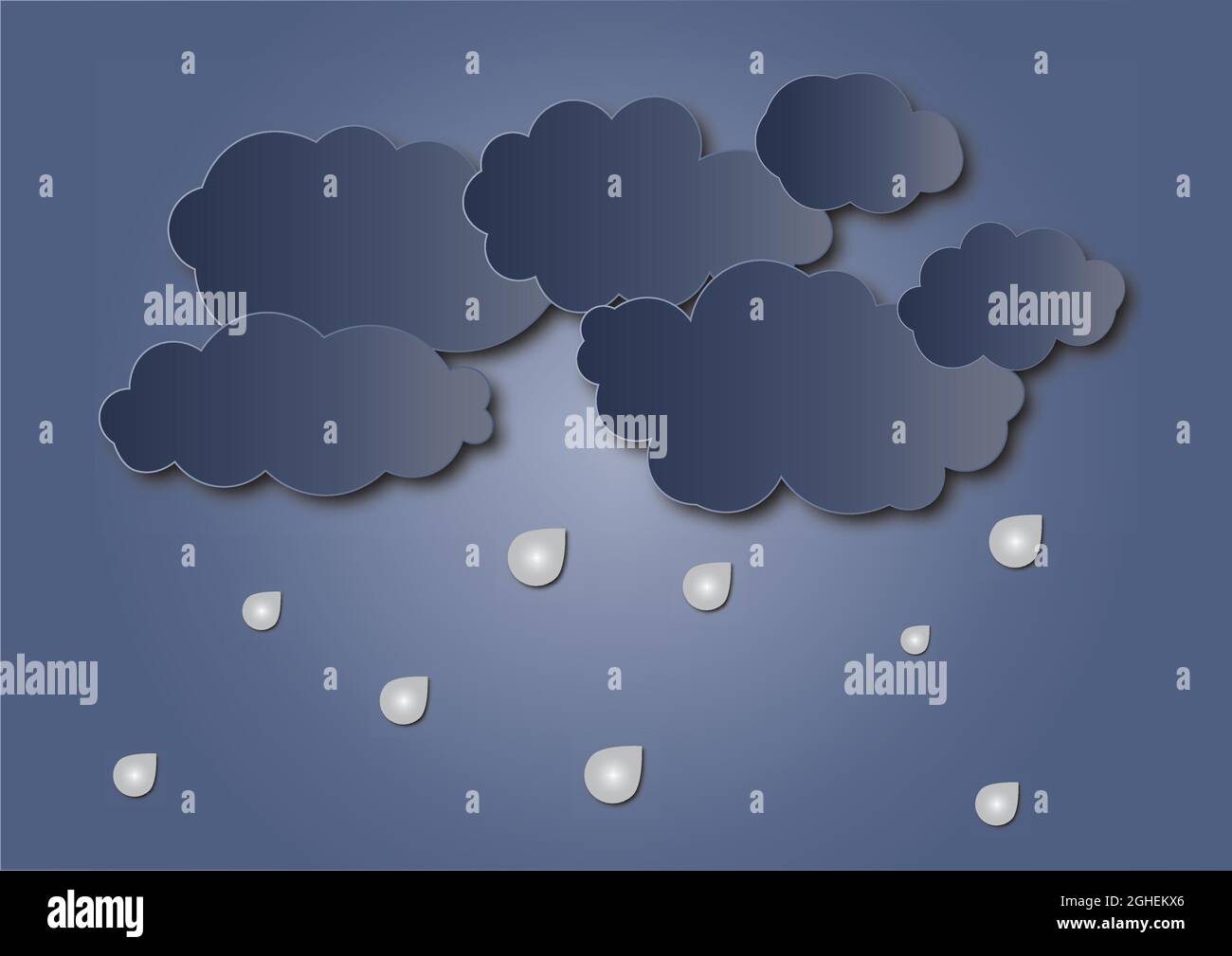 illustration of Cloud and rain on dark background. heavy rain, rainy ...