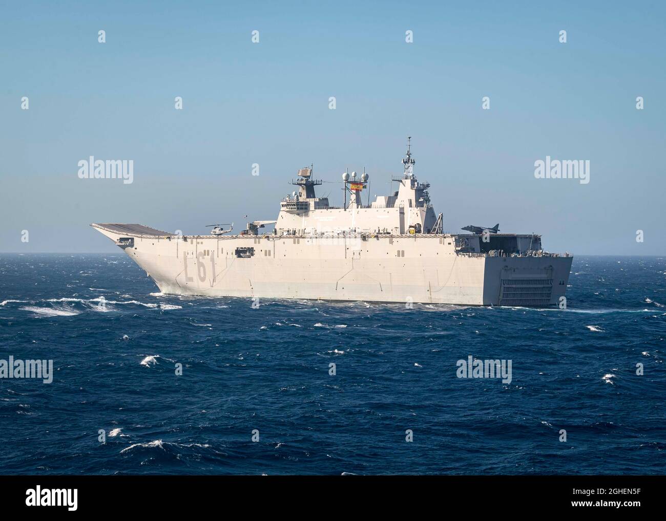 The Spanish navy amphibious assault ship aircraft carrier ESPS Juan ...