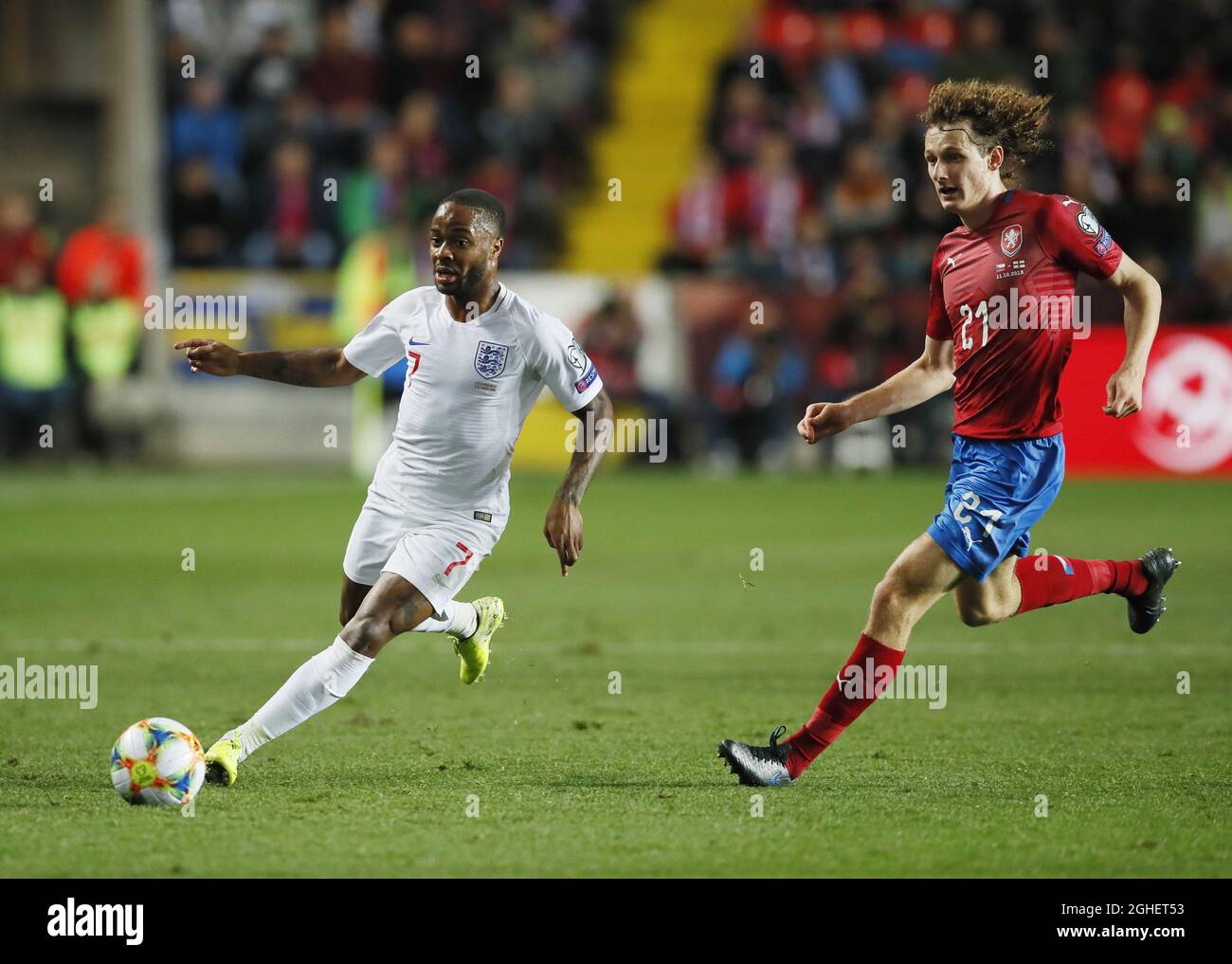 Raheem Sterling of England runs clear of Alex Kral of Czech Republic ...