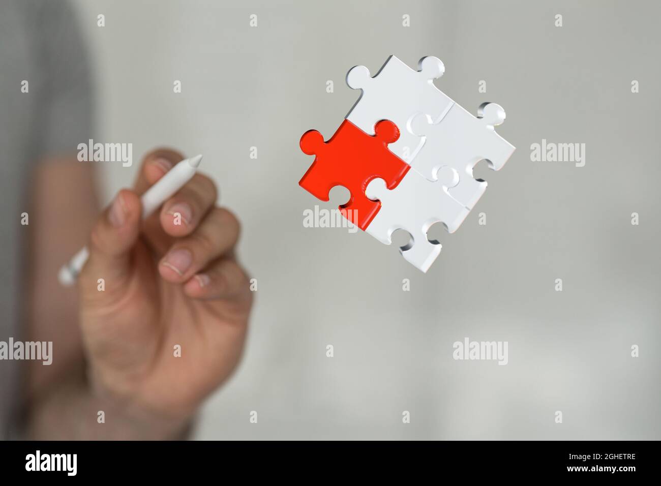 Illustration of the puzzle in a hand as a business solution concept ...