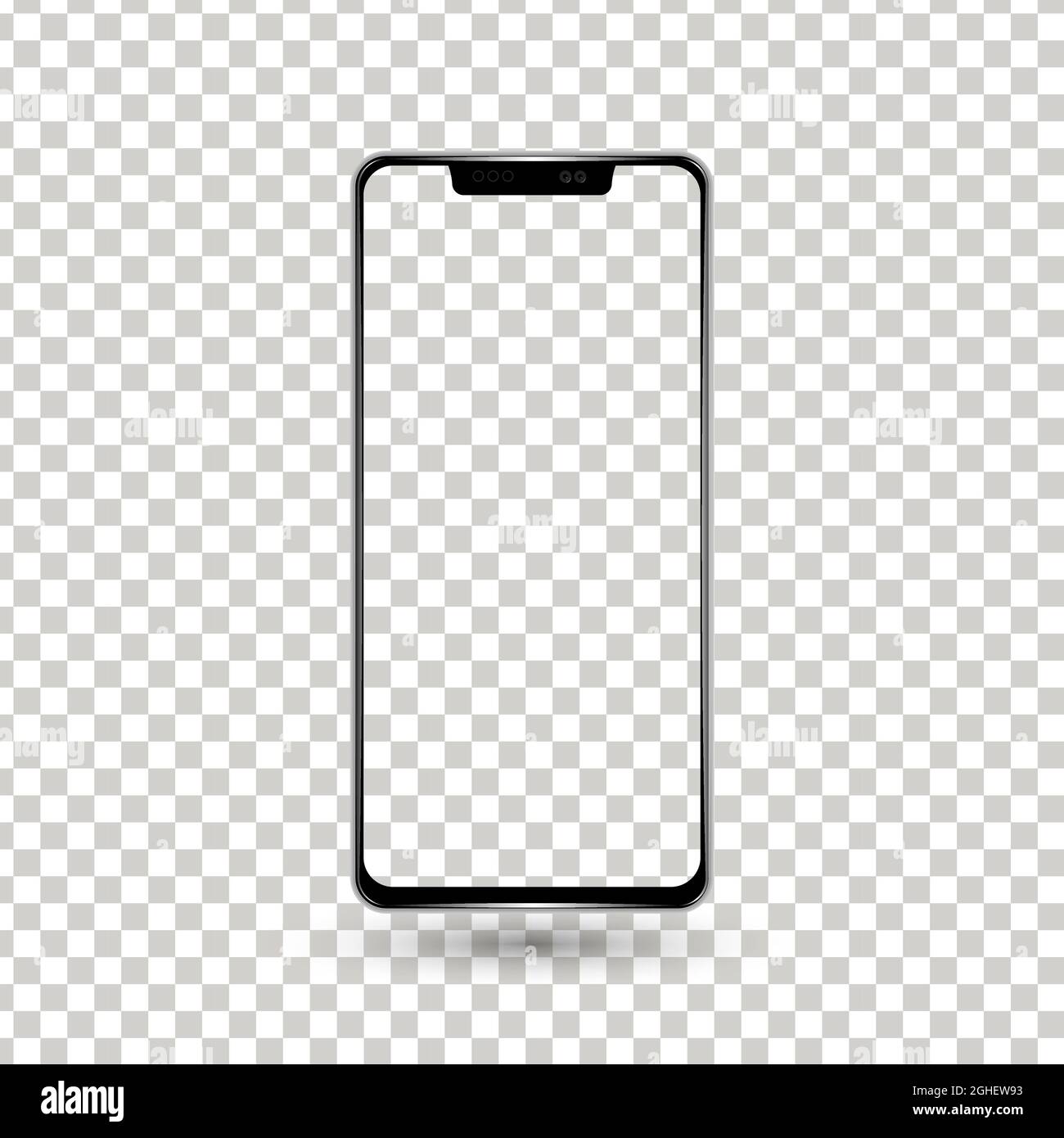 New frameless phone front black vector drawing eps10 format isolated on ...