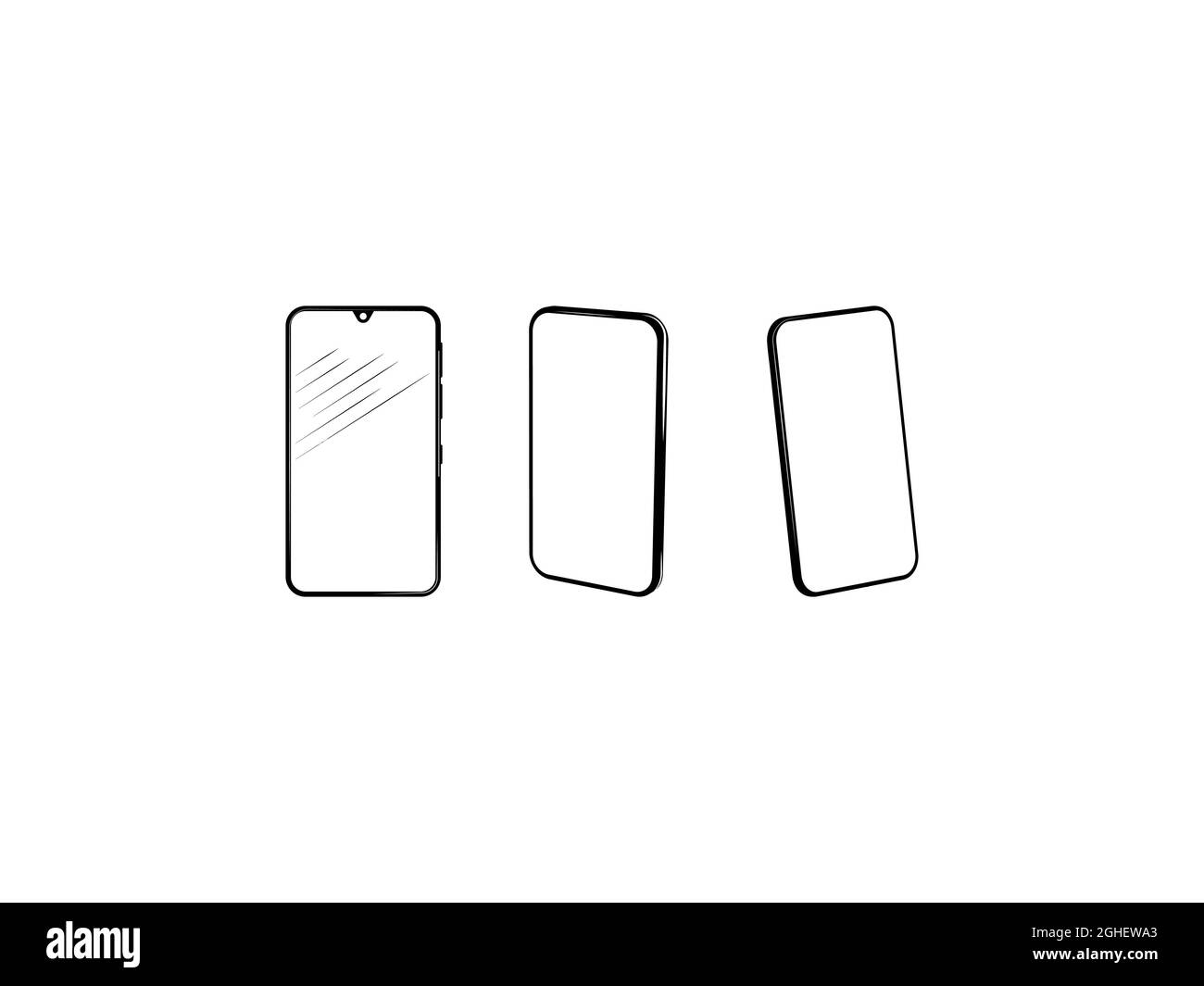 Modern cellphone with blank app screens mockup. Wireframing screens ...