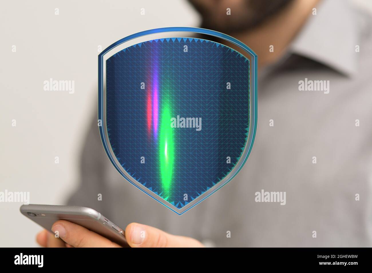 Illustration of a shield in a hand as a protection concept Stock Photo ...