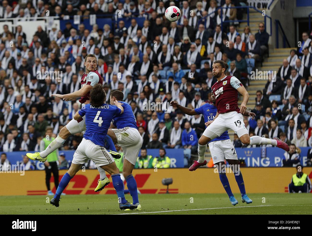 Chris Wood of Burnley scores against Leicester City during the Premier ...