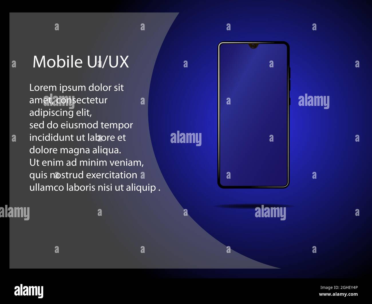 Modern cellphone with blank app screens mockup. Wireframing screens ...