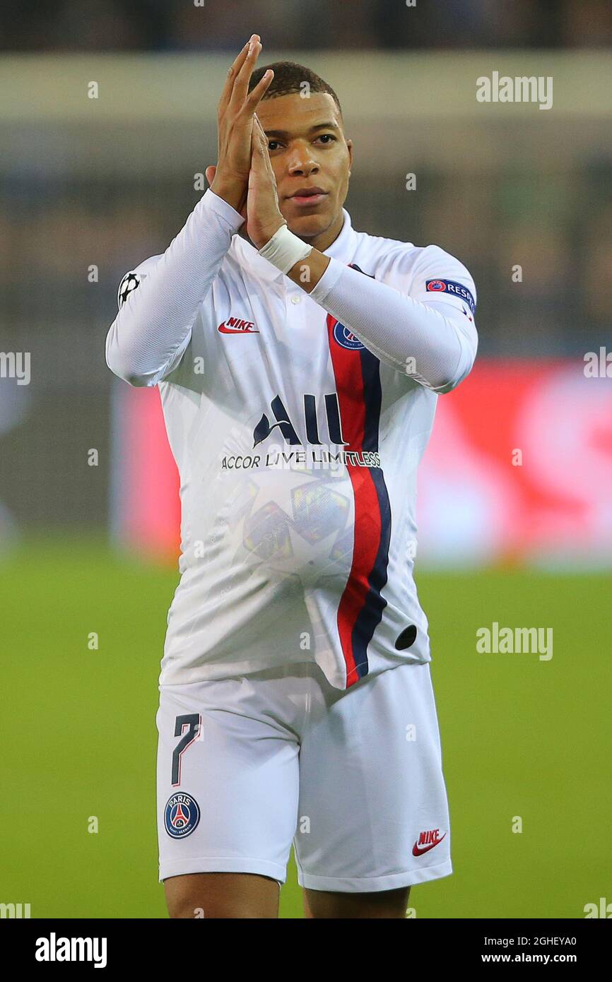 PSGÕs Kylian Mbappe with the match ball after scoring a Hat-Trick ...