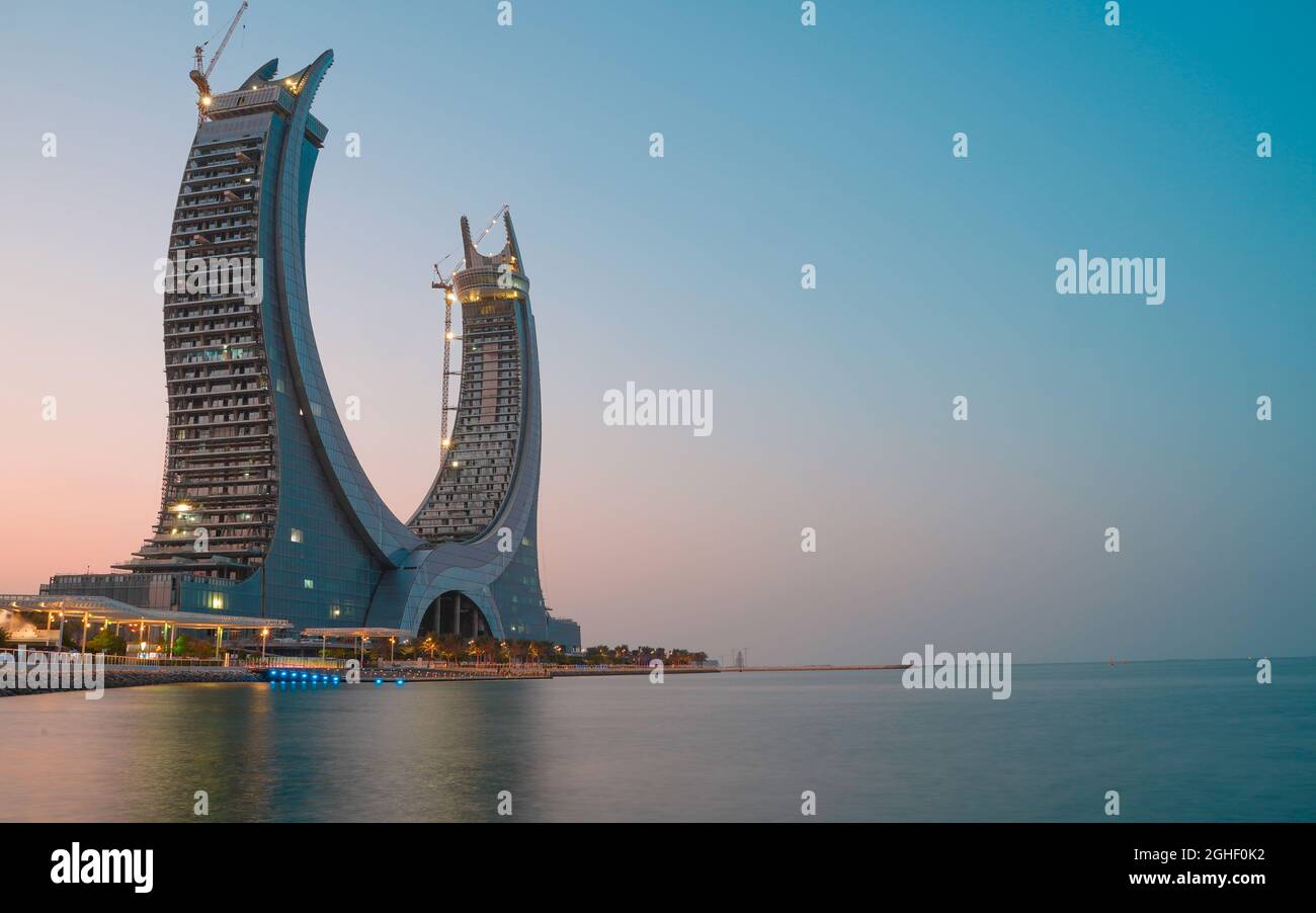 Lusail, the waterfront of the new developing city in Qatar, during ...