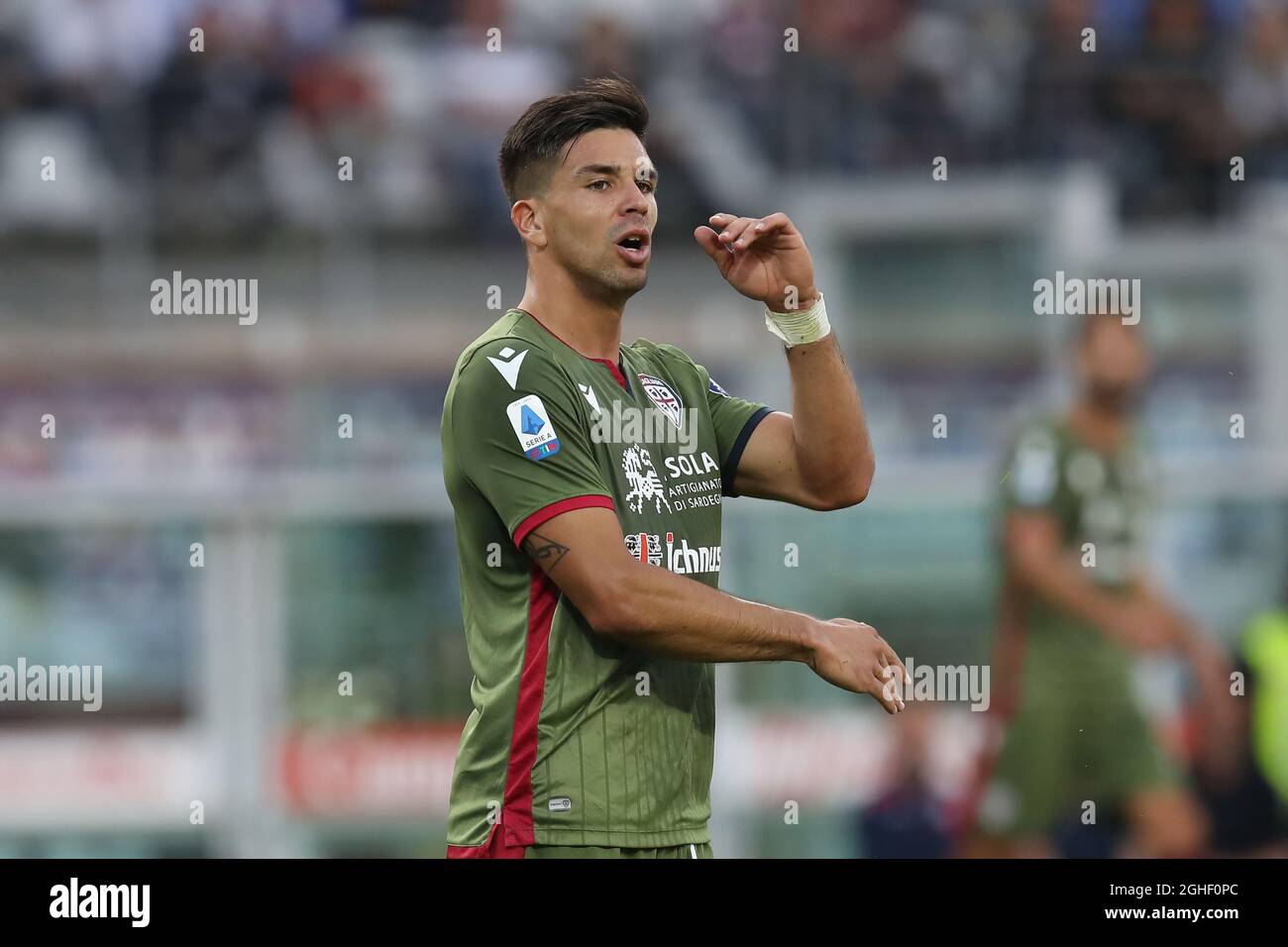 Giovanni Simeone of Cagliari reacts during the Serie A match at Stadio ...