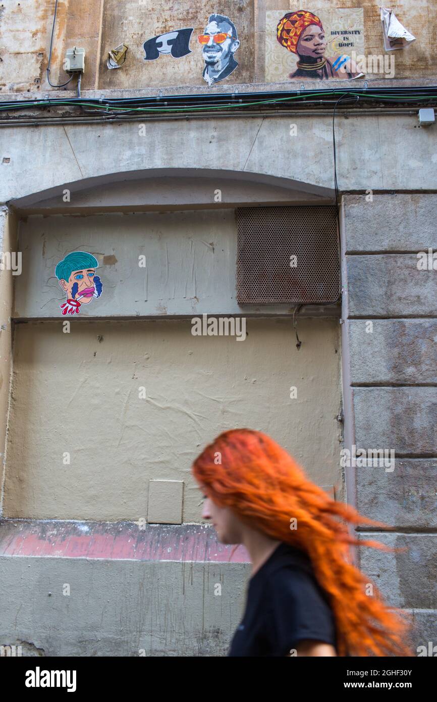 Barcelona, Spain, July 2018. Graffiti tour around Barcelona, Spain ...