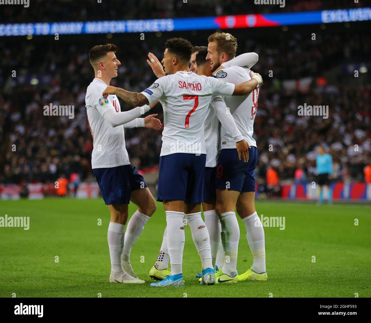 Harry Kane of England celebrate scorn the fifth goal completing his hat ...