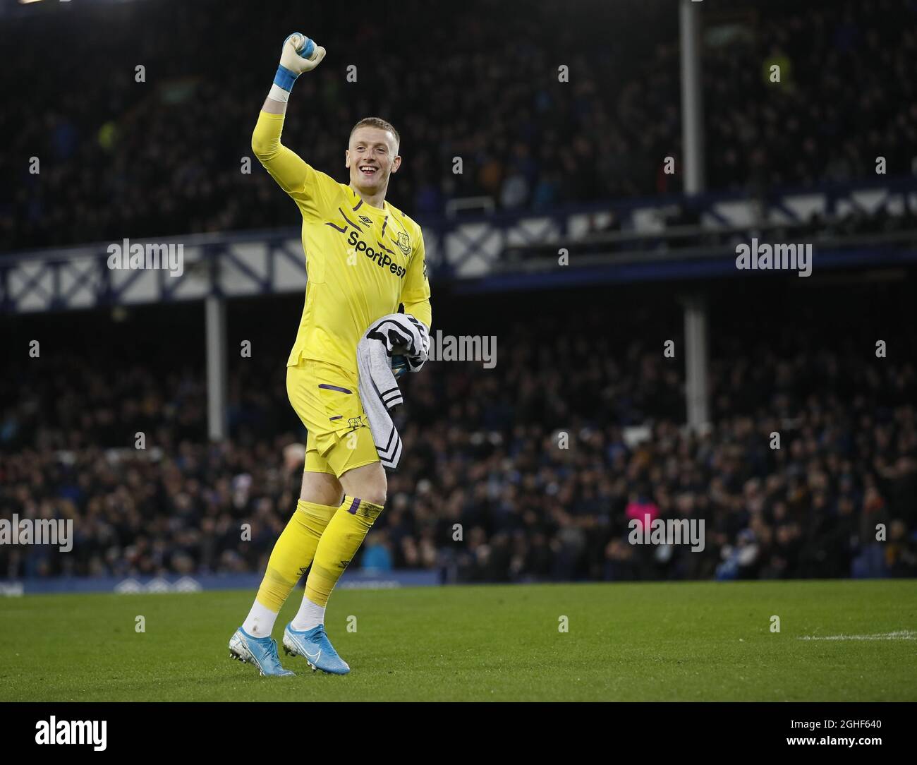Jordan Pickford of Everton during the Premier League match at Goodison ...