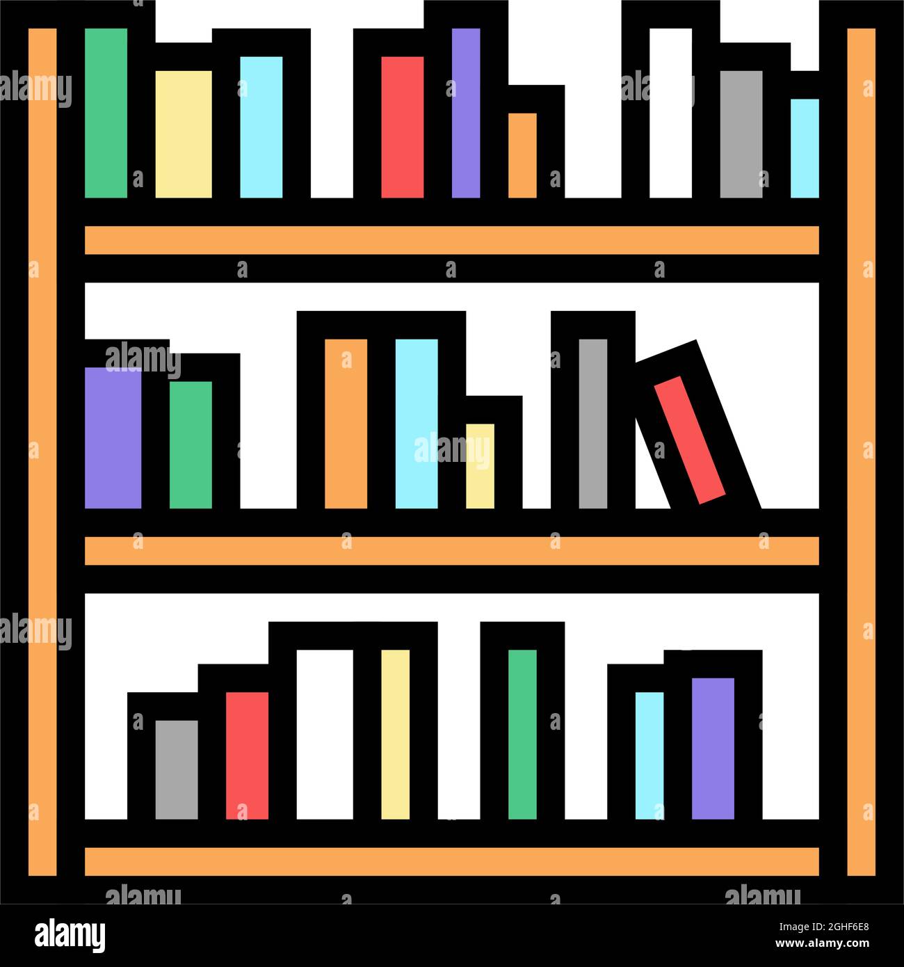 library shelf with books color icon vector illustration Stock Vector ...