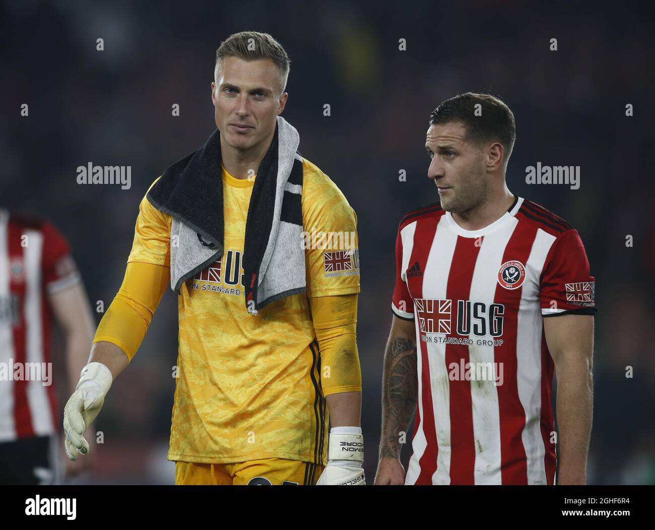 Simon Moore of Sheffield Utd and Billy Sharp of Sheffield Utd during ...