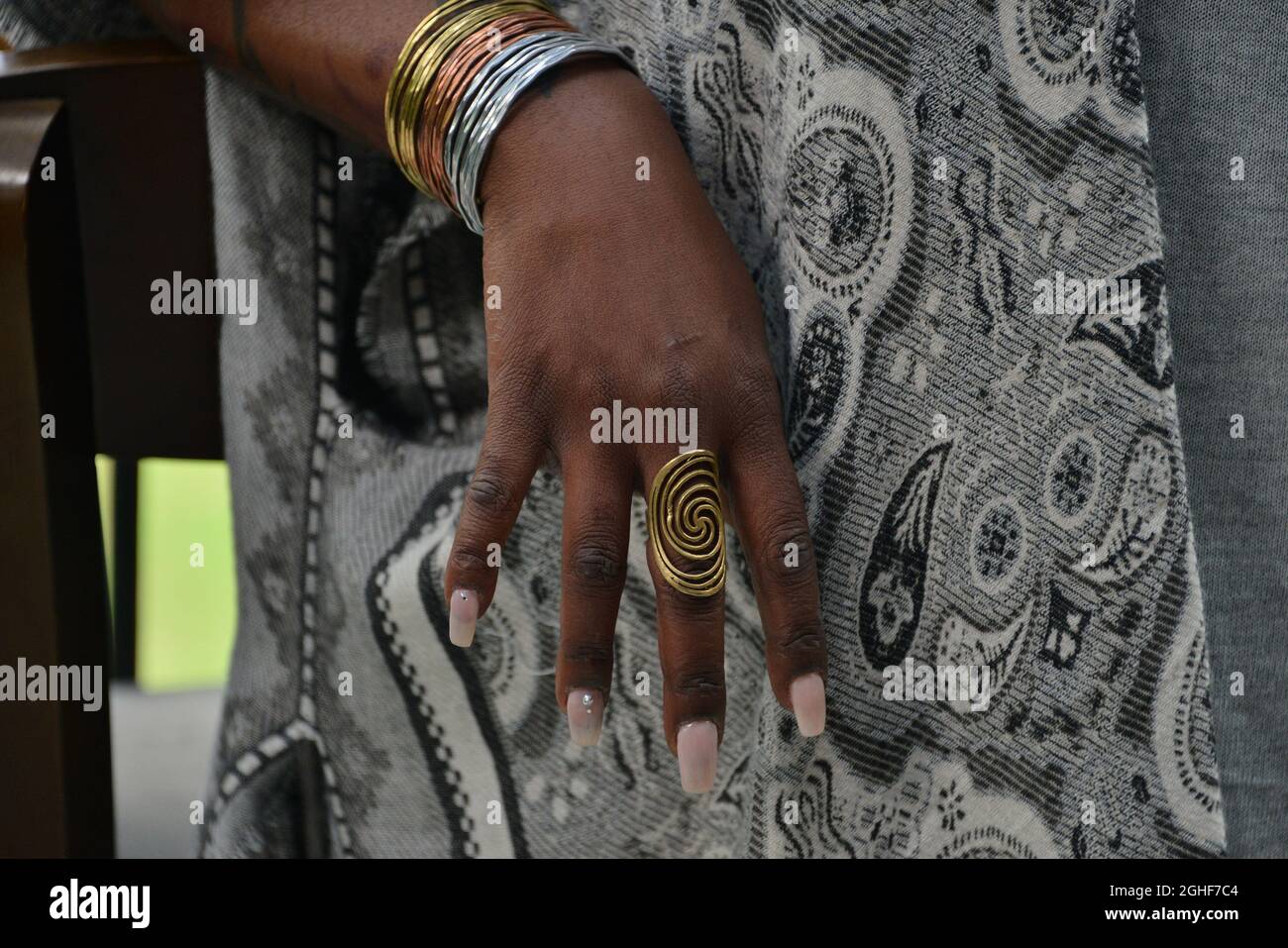 Detail of a ring of The Spanish singer nominated for the Latin Grammy ...