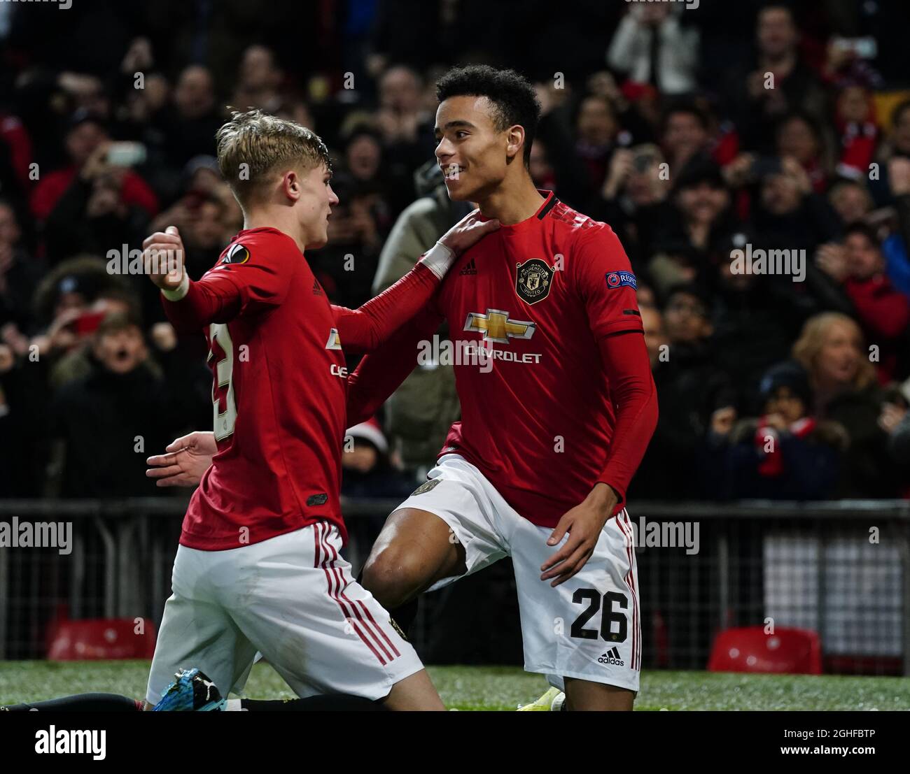 Mason Greenwood of Manchester United celebrates scoring one of his ...