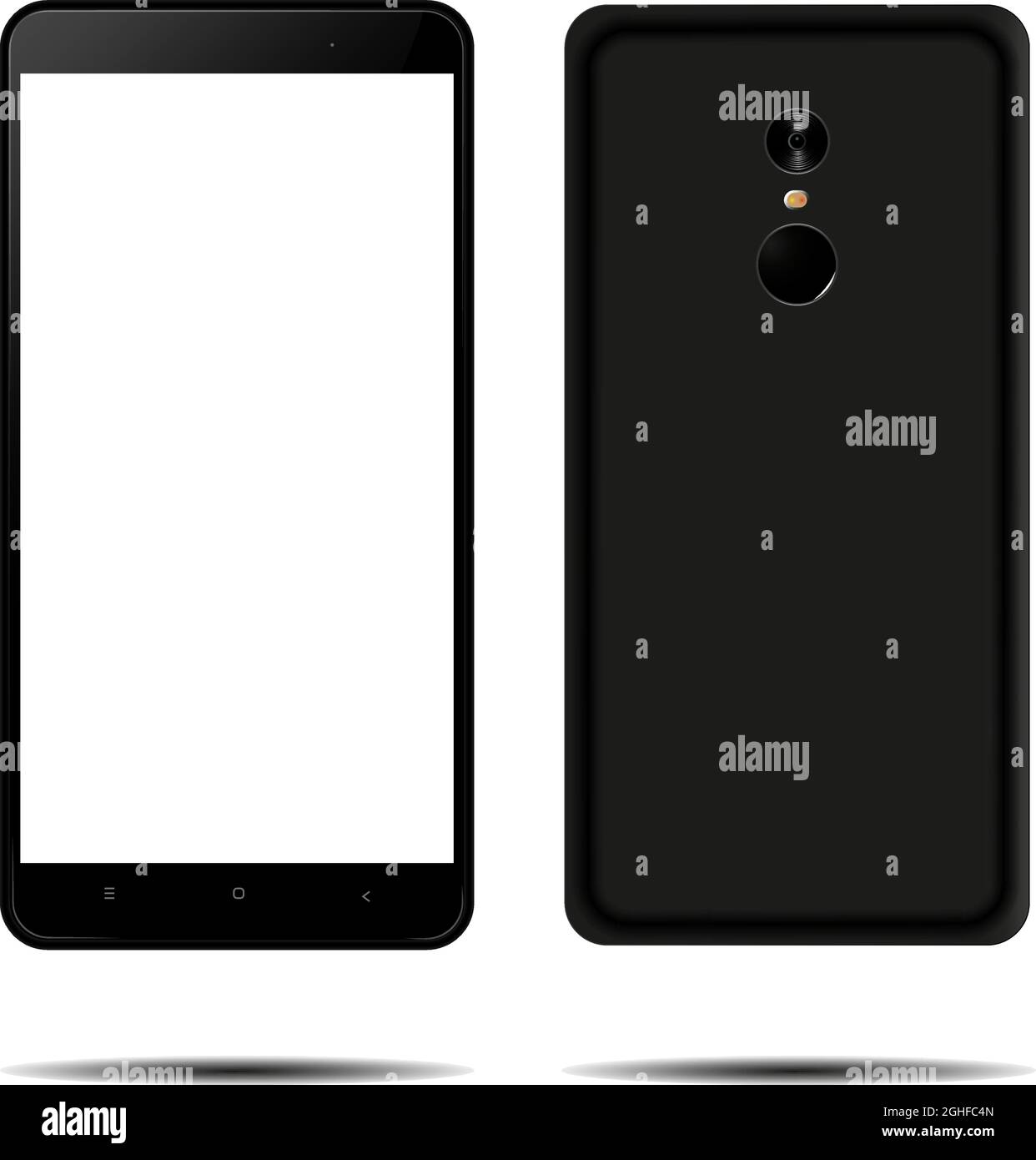 new phone front and back black vector drawing eps10 format isolated on ...