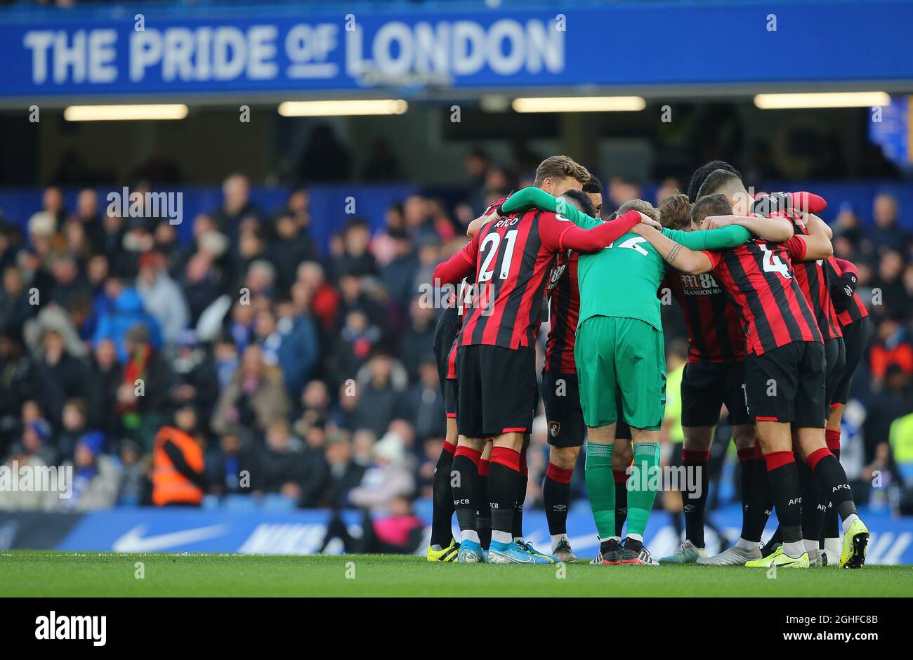Bournemouth team before the Premier League match at Stamford Bridge ...
