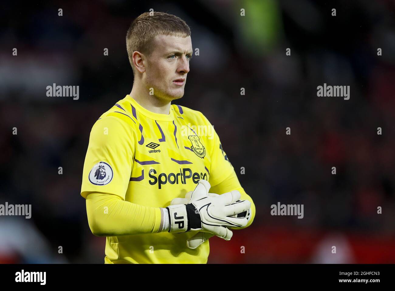 Jordan Pickford of Everton during the Premier League match at Old ...
