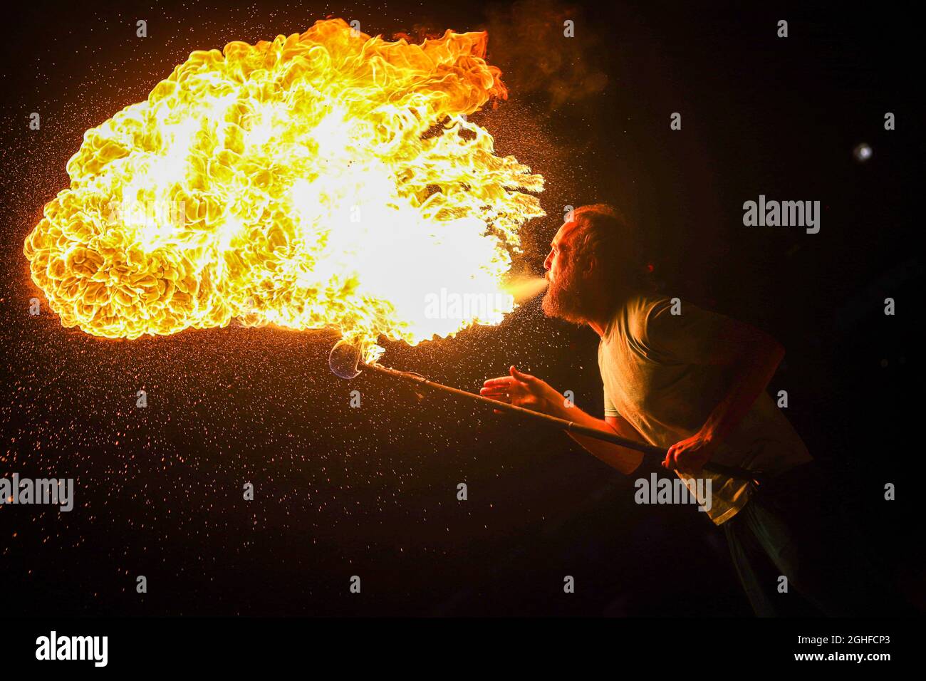 Fire Breathing Performance Stock Photo - Alamy
