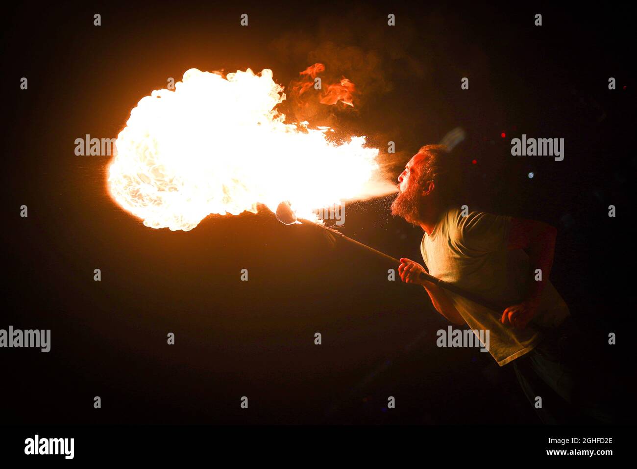 Fire Breathing Performance Stock Photo - Alamy