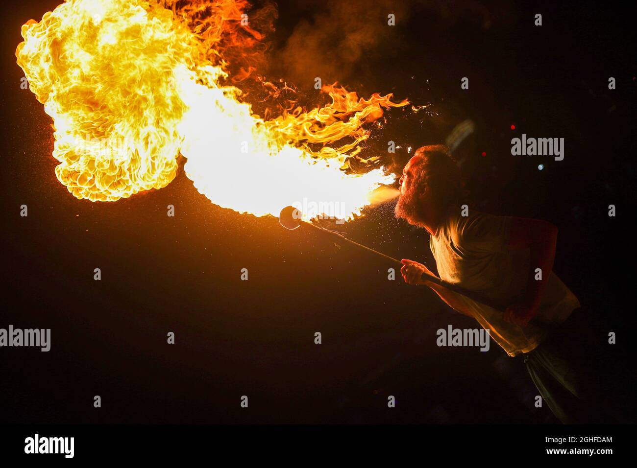 Fire Breathing Performance Stock Photo - Alamy