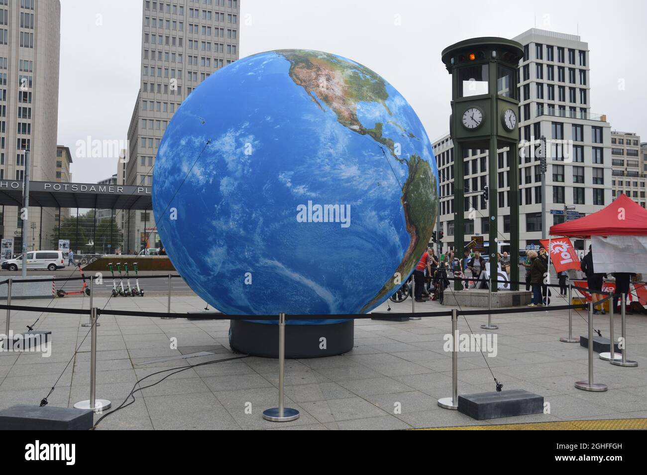 A globe on display at Potsdamer Platz in Berlin, Germany, during the ...
