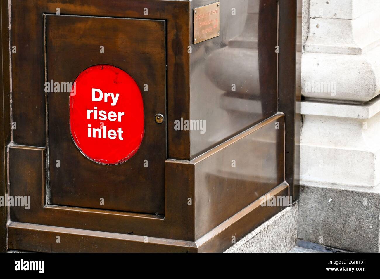 London, England - August 2021: Sign on the outside of a cupboard ...