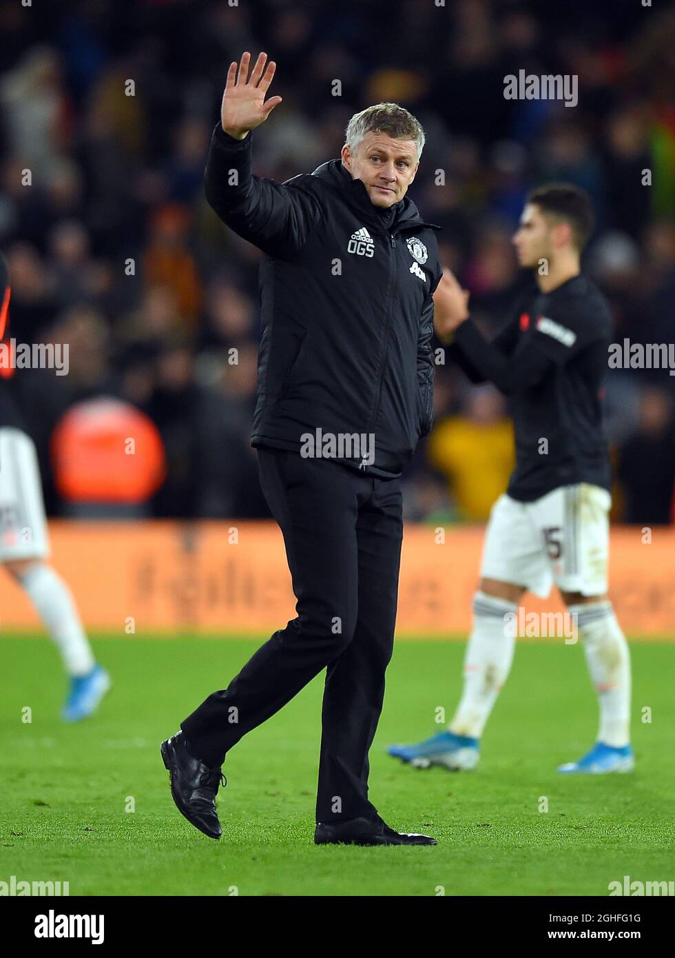 Manchester United Manager Ole Gunnar Solskjaer thanks the fans at the ...