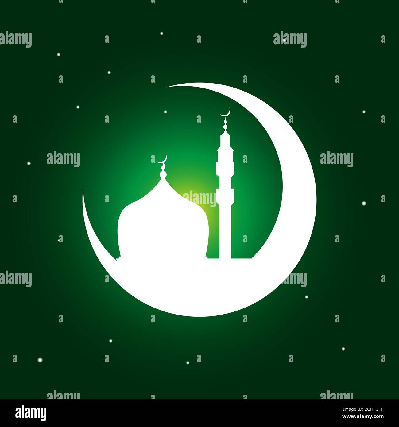 Ramadan Kareem islamic greeting design line mosque dome with month ...