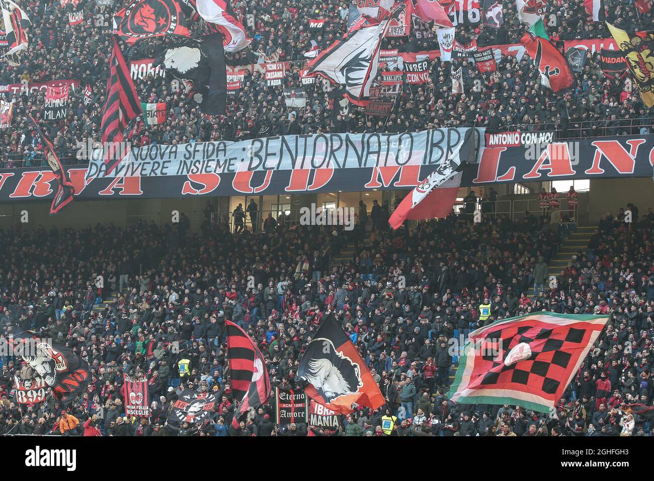 AC Milan fans reveal a banner welcoming the return of Zlatan ...