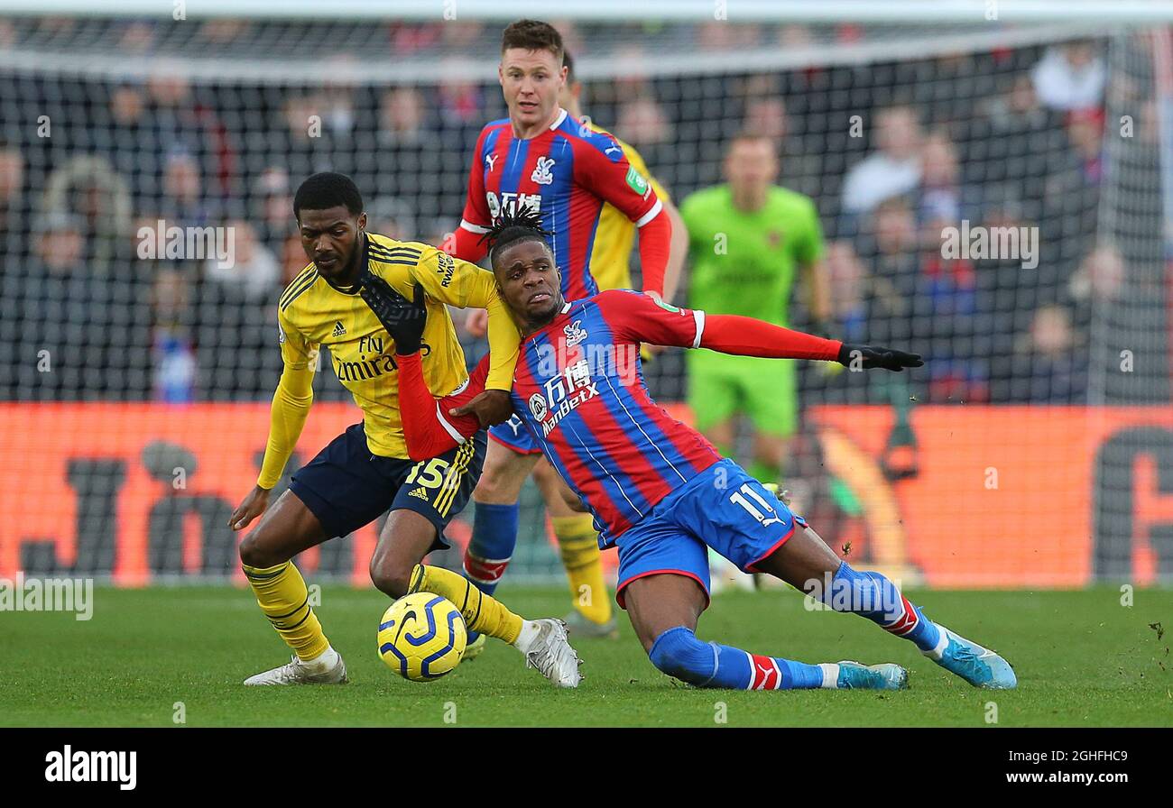 Crystal PalaceÕs Wilfried Zaha and ArsenalÕs Ainsley Maitland-Niles ...