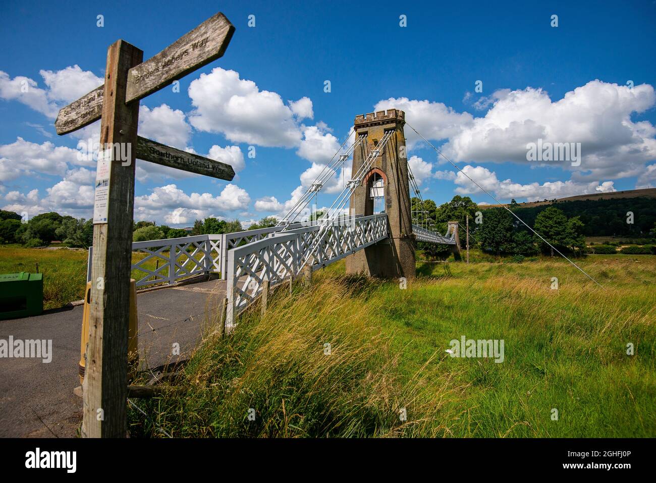 Gattonside Suspension Bridge, Melrose crossing the River Tweed ...