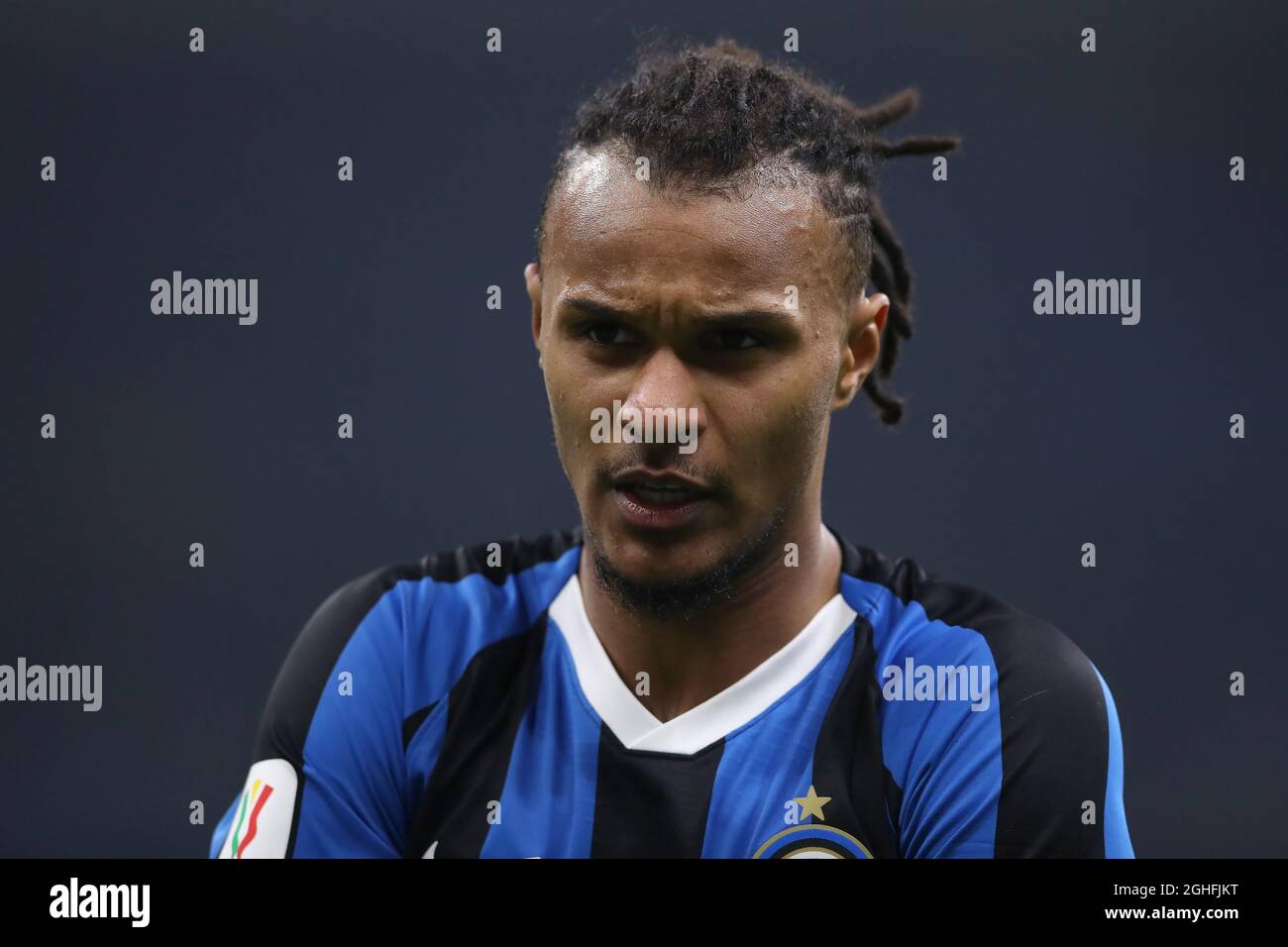 Valentino Lazaro of Inter during the Coppa Italia match at Giuseppe ...