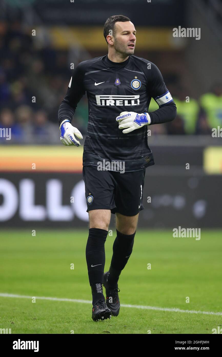 Samir Handanovic of Inter during the Coppa Italia match at Giuseppe ...