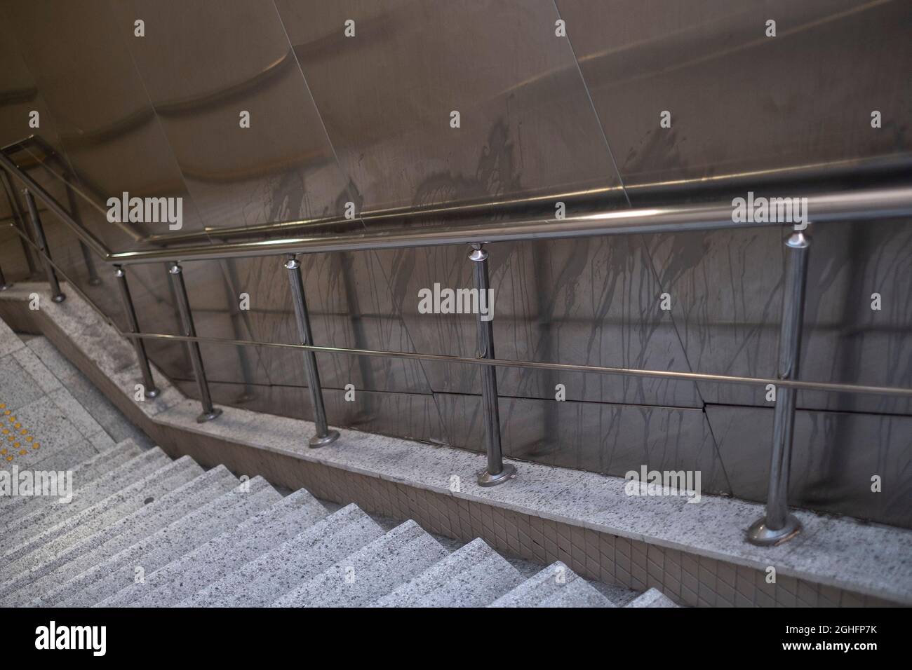Izmir, Goztepe, Turkey. 6th Sep, 2021. Dirty stairs of city metro in ...