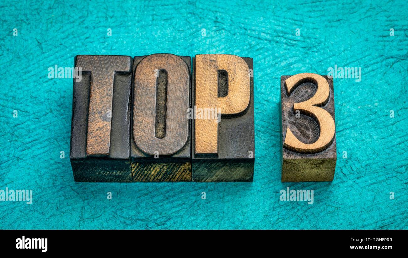 top 3 word abstract in vintage letterpress wood type, review and ...