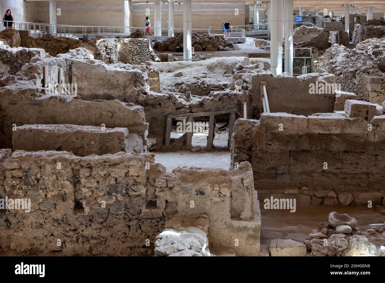 Santorini, Greece - July 01, 2021: Akrotiri, excavation site of a ...